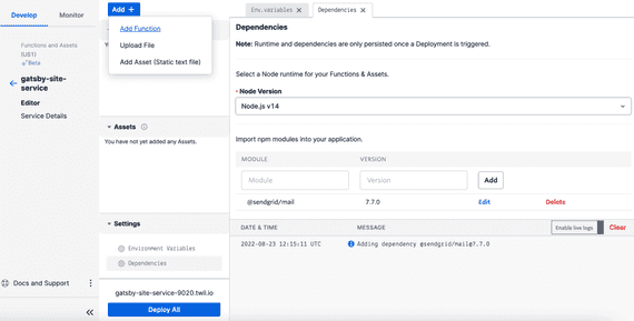 Création d'un formulaire de contact avec Twilio Serverless Function et Sendgrid | Aircodr ...
